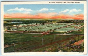 FORT RILEY, Kansas KS Aerial WHITESIDE HOSPITAL Area c1940s Linen ...