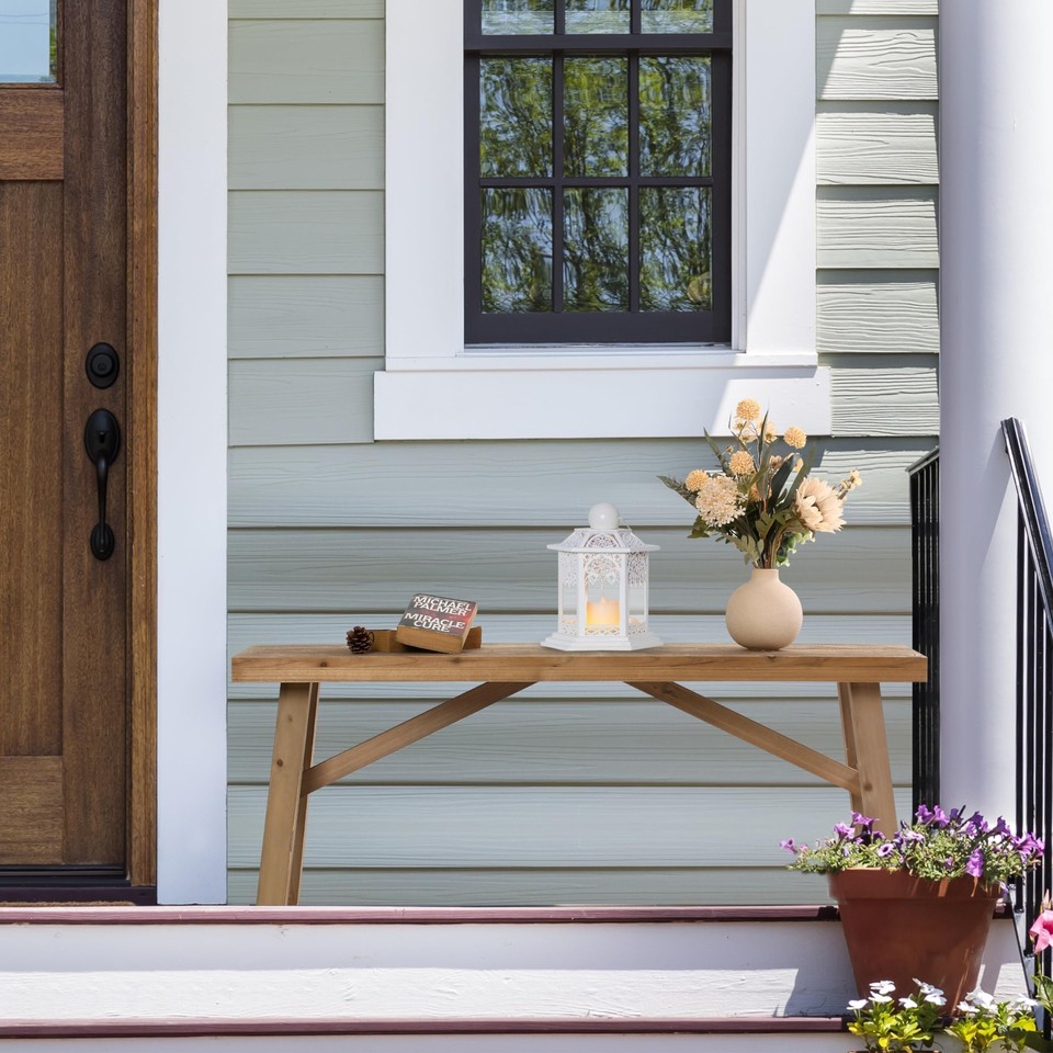 Sawmill Long Wood Bench 43" Farmhouse Entryway Bench For Living Dining ...