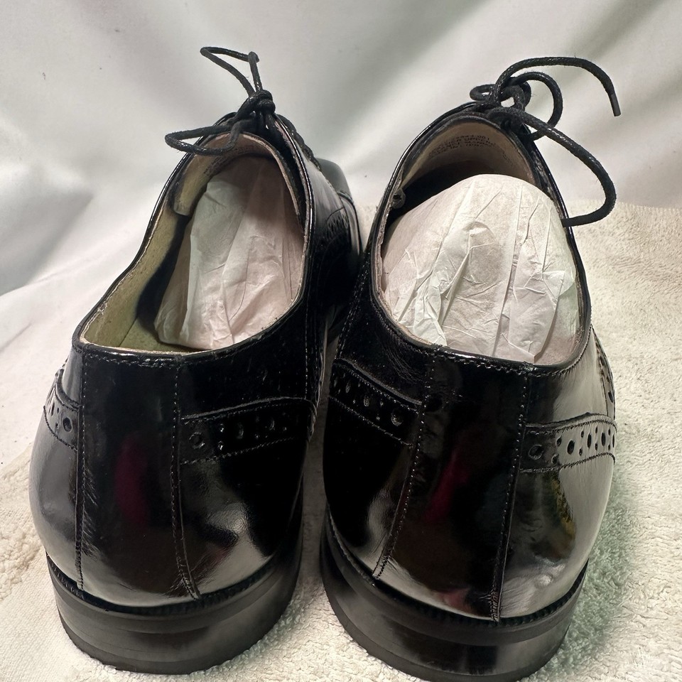 Men's Dress Shoes Cap Toe Oxford Black Leather Lace Up Stacy Adams ...