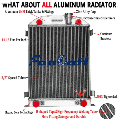 Aluminum 4 Row Radiator For Ford Model A Model B 3.3L Gas Engine 1930 ...