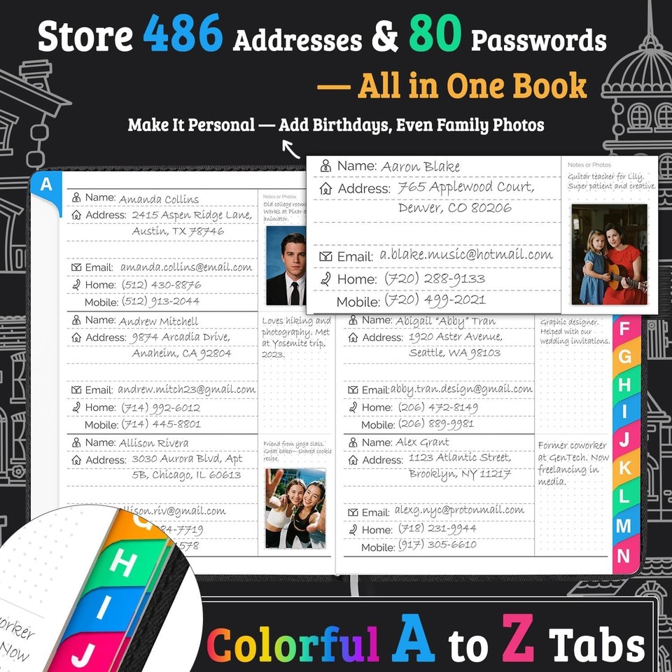 Address Book with Colorful Alphabetical Tabs (4.7" X 6.2") – Telephone ...