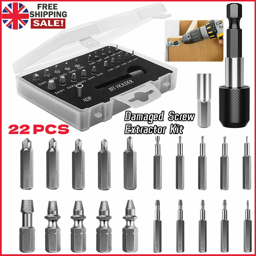 22X Broken Screw Extractor Remover Kit Easy Out Damaged Stripped Drill ...