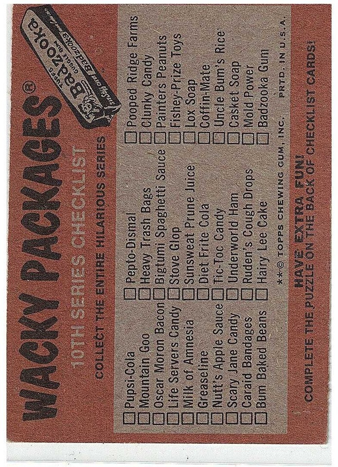1975 Topps Original Wacky Packages 10th Ser (no pupsi) Middle Left ...