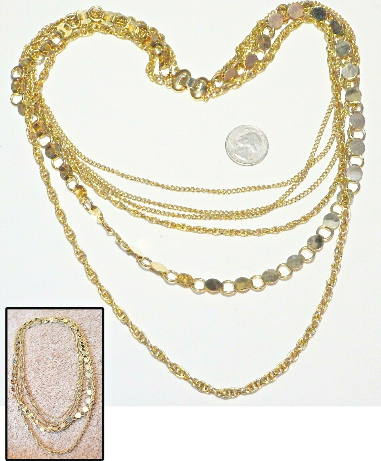 Unusual Long 6-Strand Chain Necklace Different Chain … - Gem