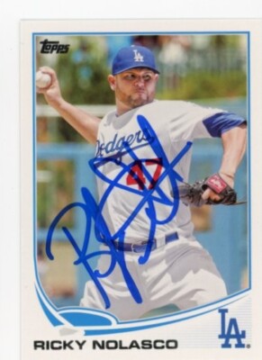 SIGNED BASEBALL CARD AUTO TOPPS 2013 LOS ANGELES DODGERS RICKY NOLASCO ...