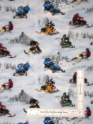 Snowmobile Ride Snow Fabric Winter Sport Cotton Elizabeths Studio By ...
