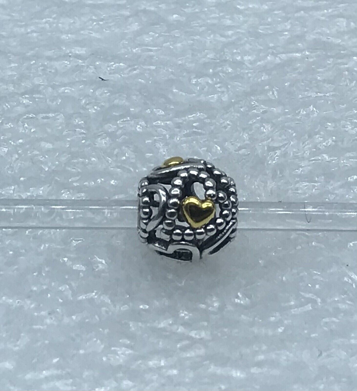 GENUINE PANDORA RARE RETIRED 14K GOLD & SILVER OPENWORK HEARTS CHARM ...