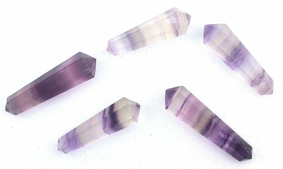 One 1 1/10 To 1 1/3 Inch Natural Banded Purple Fluorite Crystal Point ...