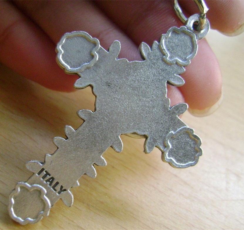 Large 2.2" Holy Trinity Rose Rosary Crucifix silver jesus cross ...