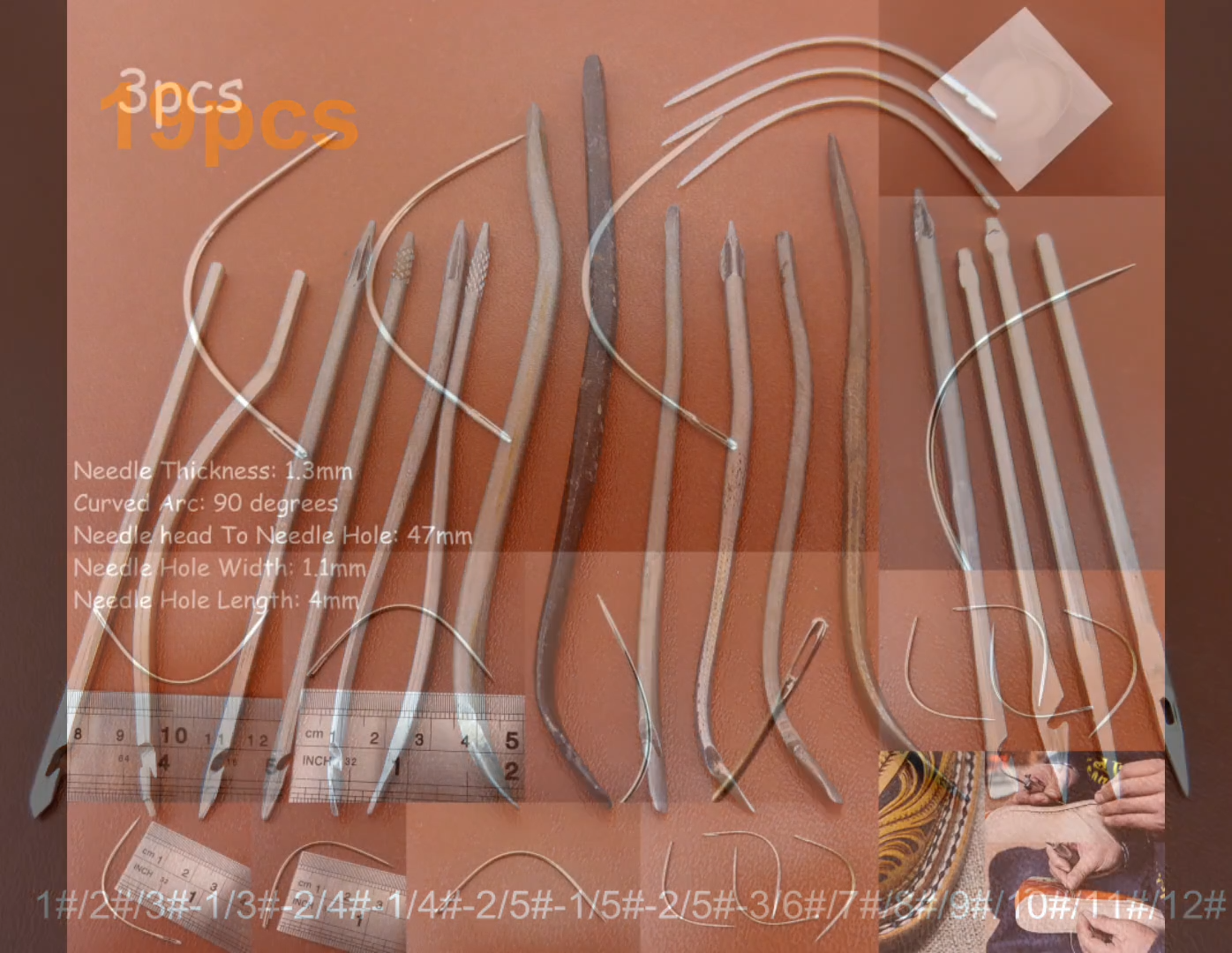 6pc 11#-1 Leather Craft Shoemaker Cobbler Sewing Stitching Round Awl ...