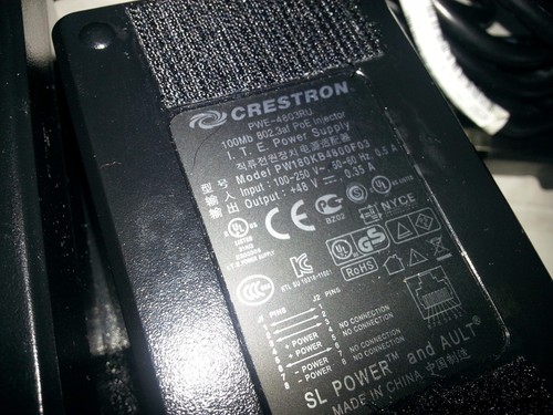 Crestron PWE-4803RU Power over ethernet 100Mb 802.3af POE injector 48V ...