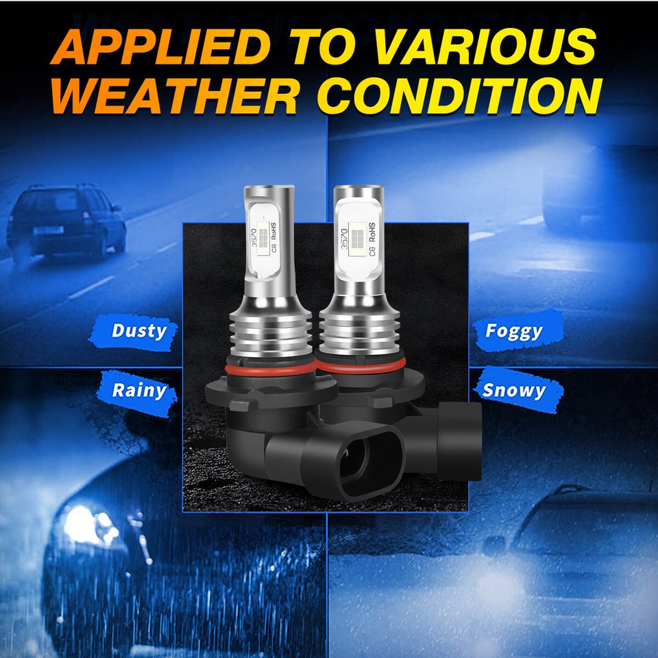 2x 9005/HB3 LED Headlight Kit Combo Bulbs 8000K High BEAM Super Bright ...