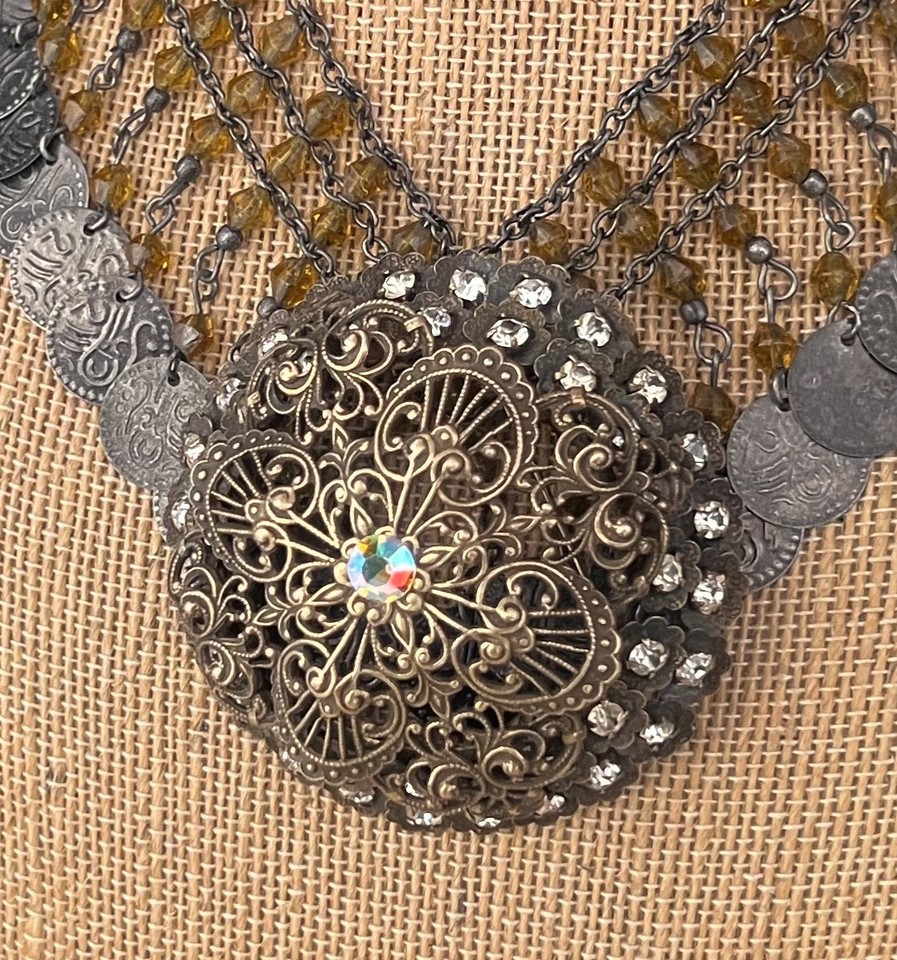 Vintage Sandor Brooch Necklace Lot Chainmail Choker Huge Signed ...