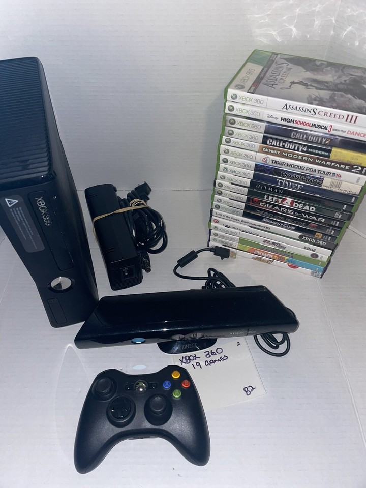 Microsoft Xbox 360 Bundle 4GB Black Slim Console Model 1439 w/ 19 Games ...