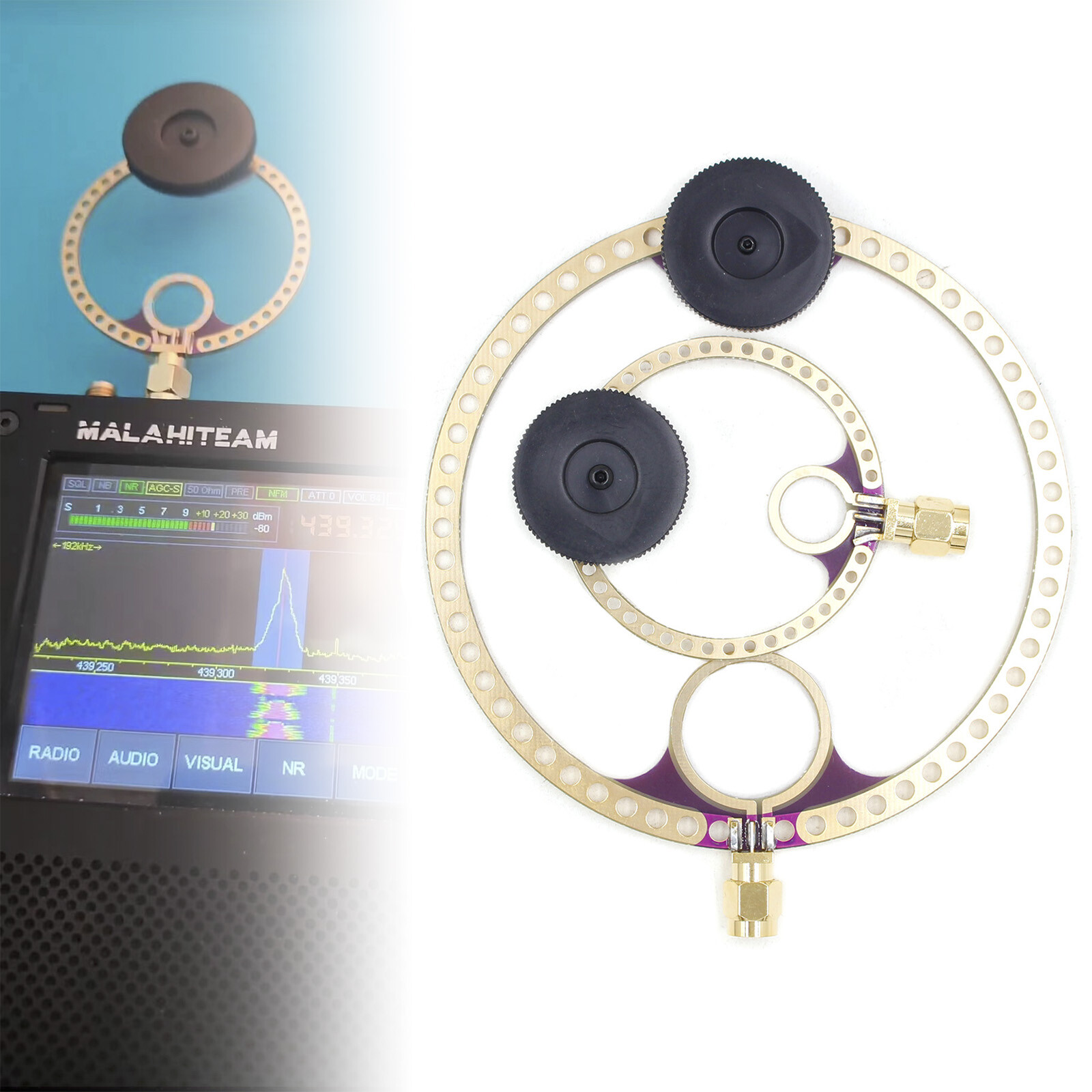 2 X Donut VHF UHF FM Mini Loop Antenna 400M-470MHz 80M-150MHz SMA Loop ...