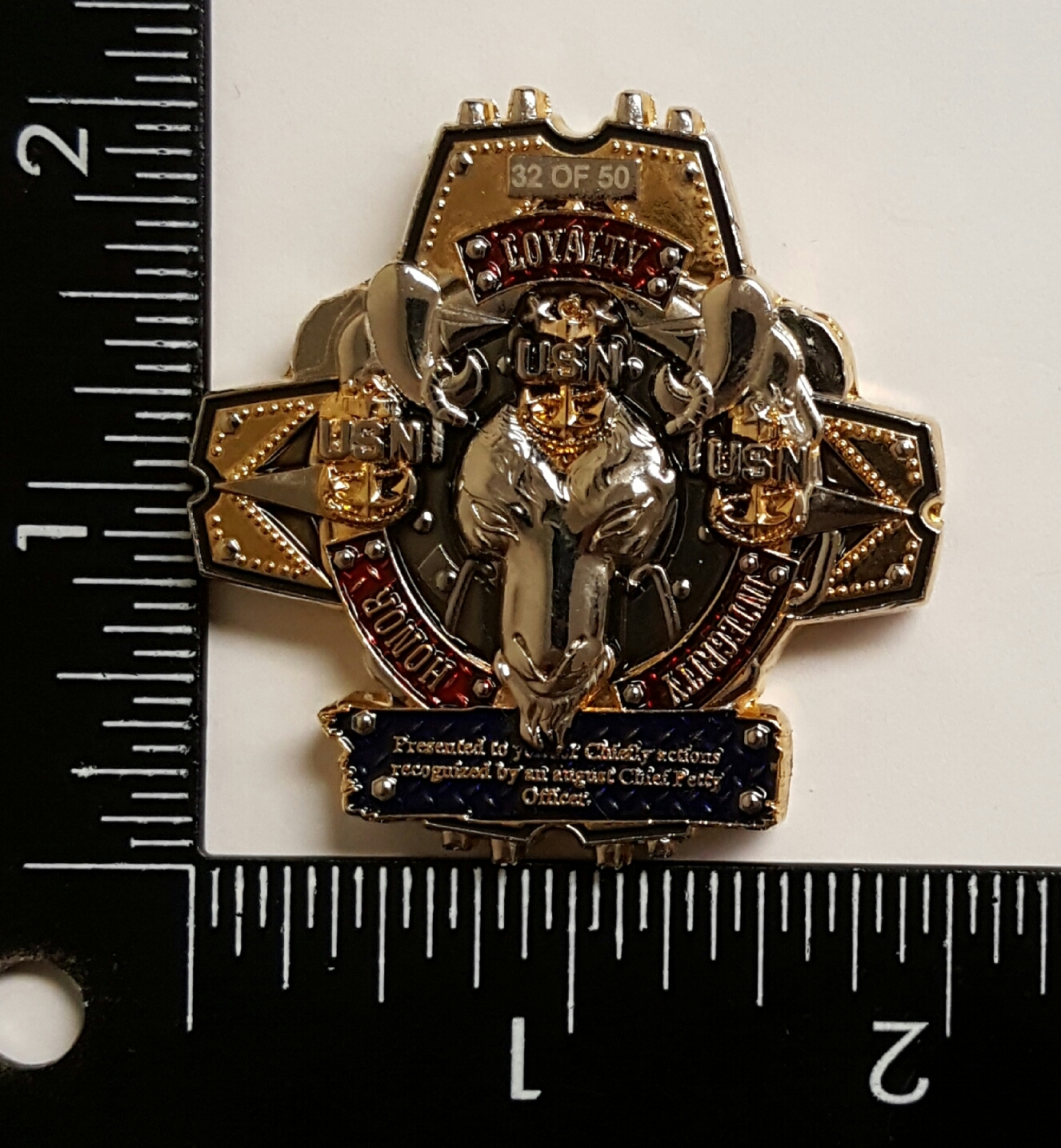 USMC US Navy Chief CPO CPOA Honor Loyalty Integrity Serialized #32/50 ...