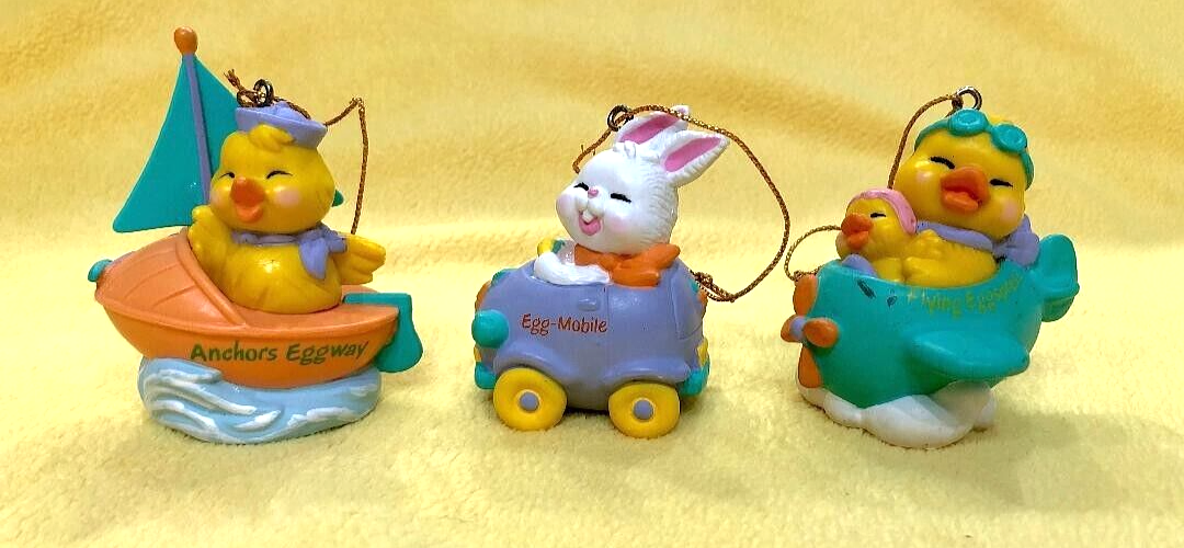 Avon 3 Easter Tree Ornaments Ducks Bunny Anchors Eggway Flying ...