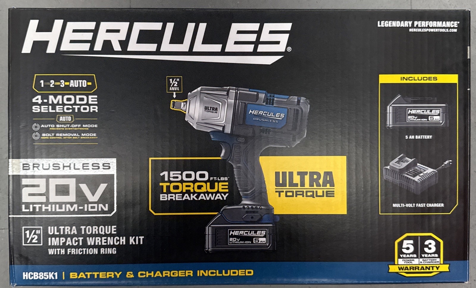 Hercules HCB85K1 1/2 Ultra Torque Impact Wrench Battery & Charger ...