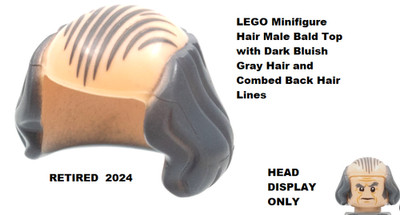 LEGO Minifigure Hair Male Bald Top with Dark Bluish Gray Hair and ...