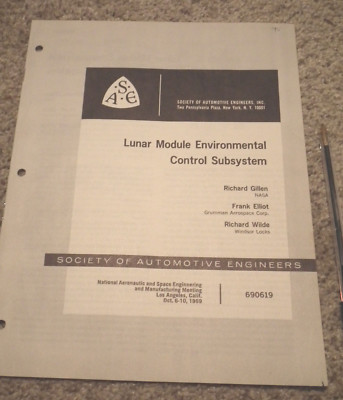 COPY/ APOLLO TECHNICAL MANUAL/ LUNAR MODULE ENVIRONMENTAL CONTROL ...