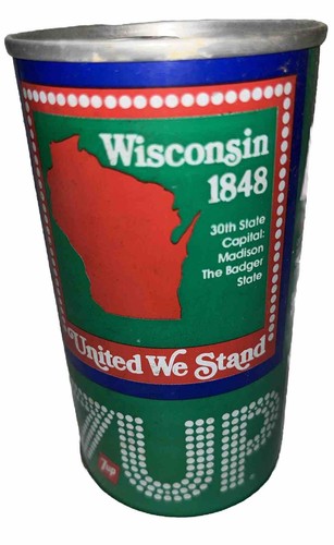 Vtg 7 Up Wisconsin 1976 United State Soda Promo Can. Top & Bottom ...