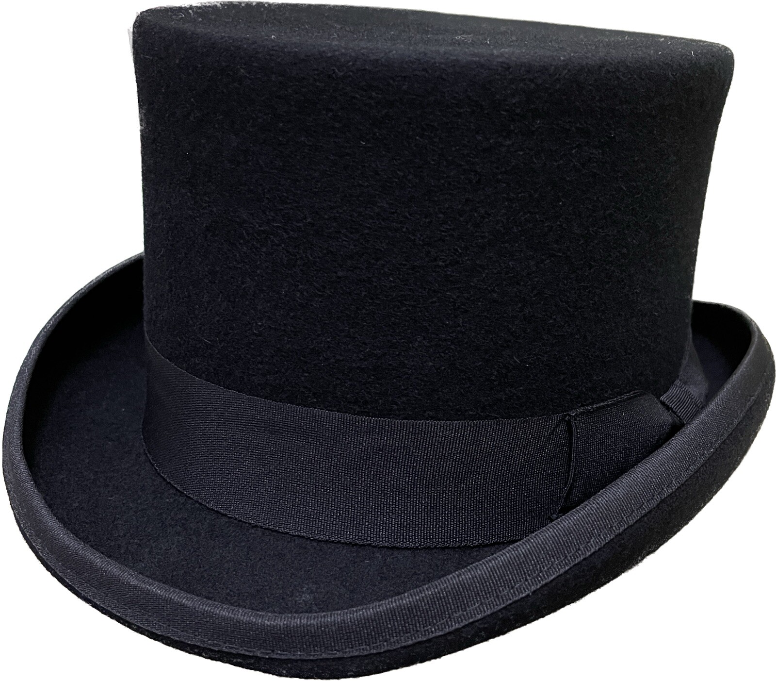 Timeless Black Wool Top Hat with Curled Brim Men Topper Gothic ...