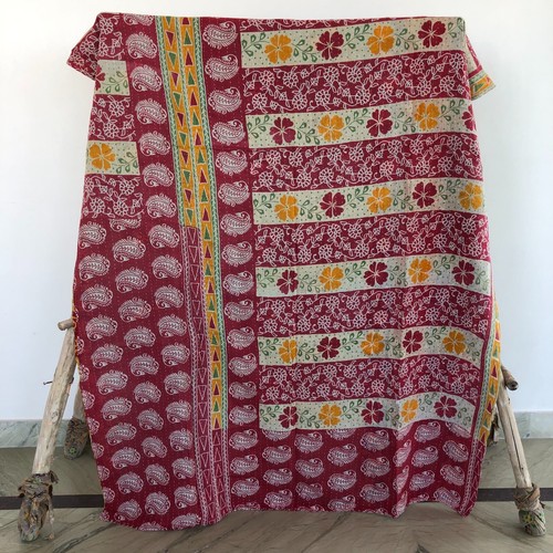 Vintage Kantha Throw Quilt Handmade Indian Ralli Gudri Blanket ...