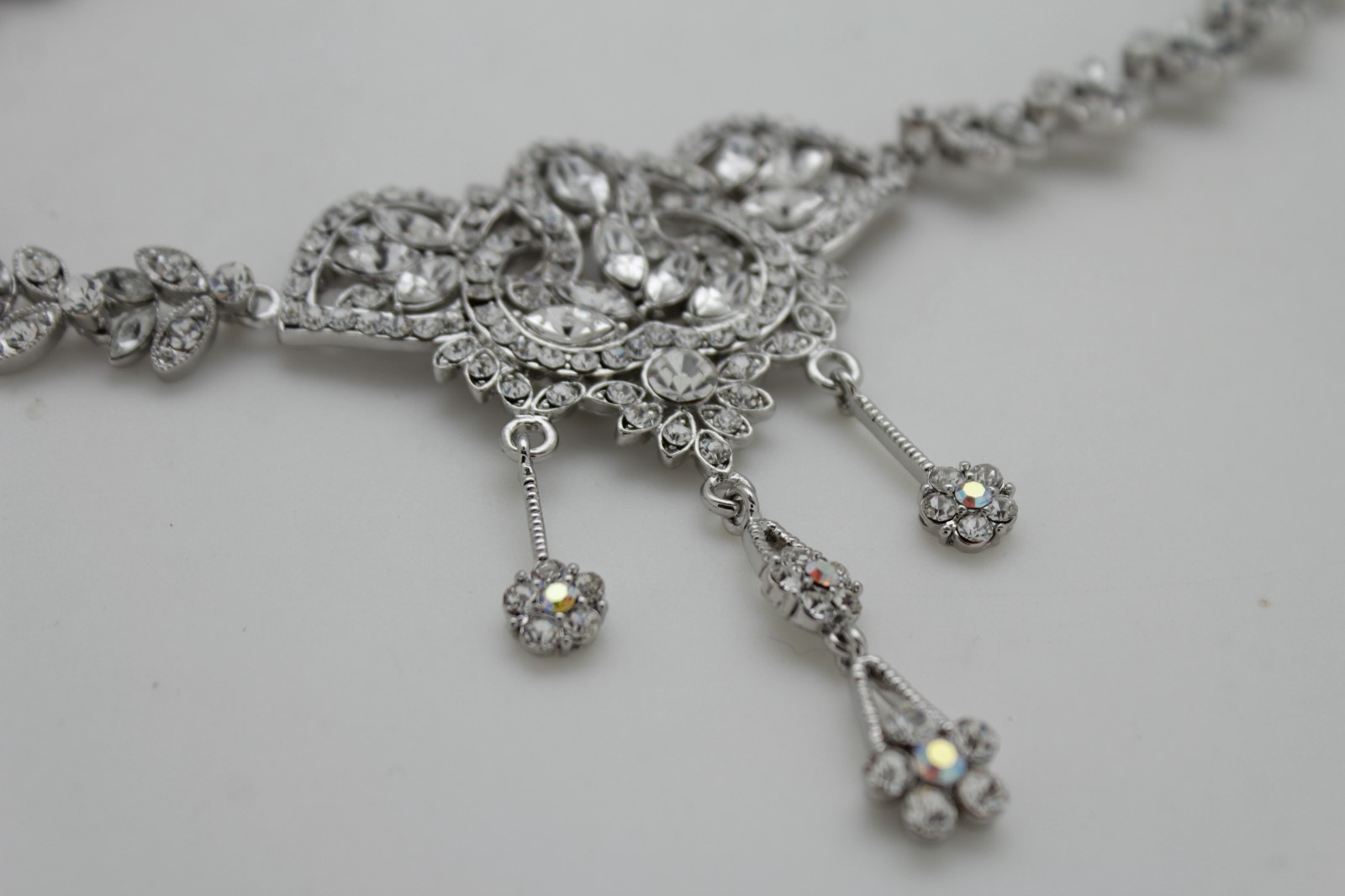 Women Silver Long Fashion Necklace Chain Leaves Bling Dressy Jewelry ...
