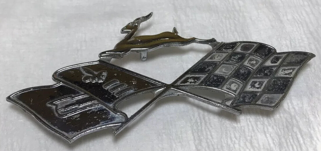 1958~1961? CHEVROLET IMPALA CROSS-FLAGS OEM QUARTER PANEL EMBLEM | eBay
