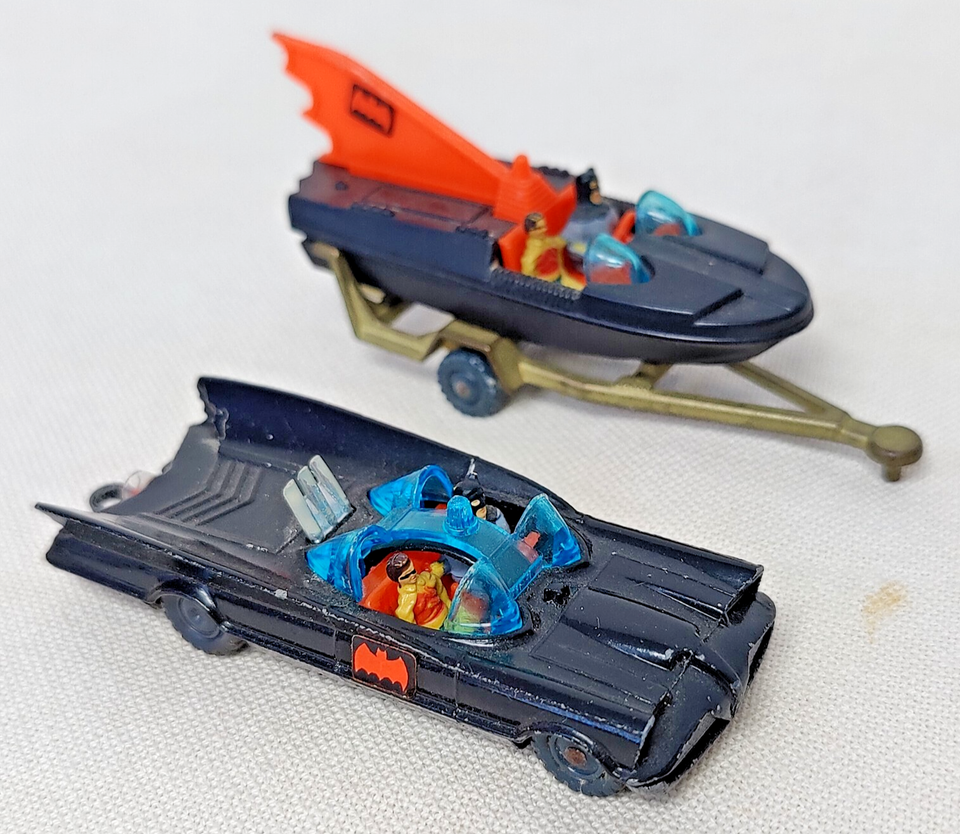 VTG HUSKY Batmobile & Bat Boat Combo COMPLETE w/ Original Trailer and ...