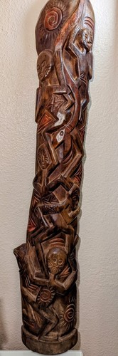 ORIGINAL HAND CARVED AFRICAN HAITIAN ART WOOD SCULPTURE FAMILY TREE ...