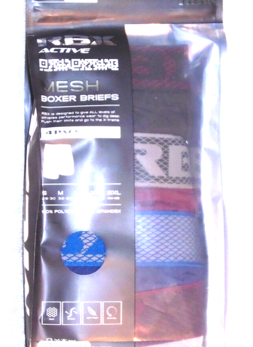 RBX Men's Boxer Briefs Pack of 4 Underwear Active Mesh Dark Briefs sz ...