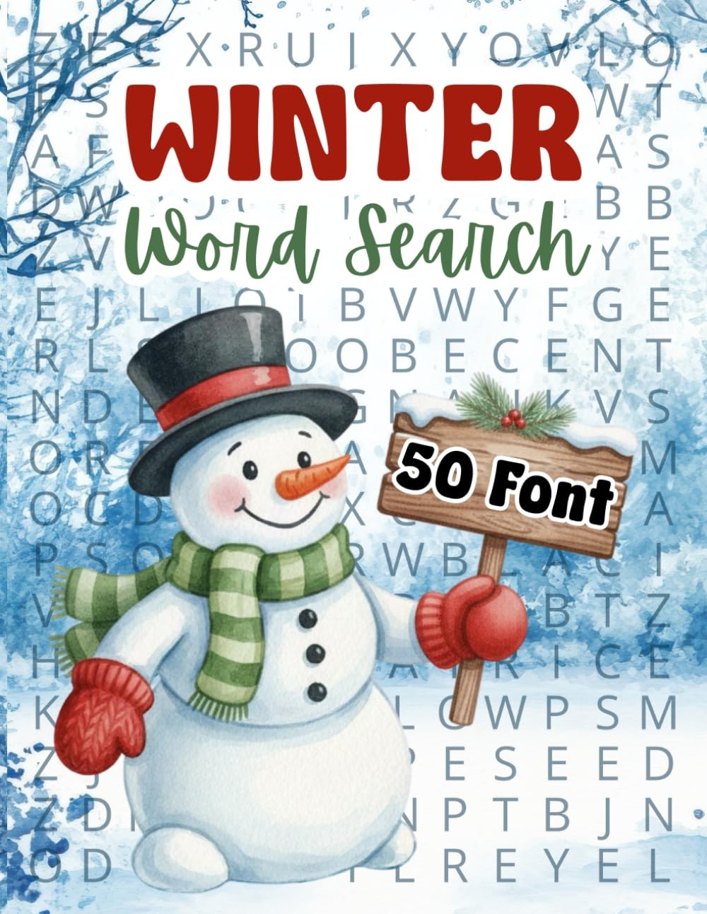 Winter Word Search Super Large Font (50 Font): 50 Winter-Themed Extra ...