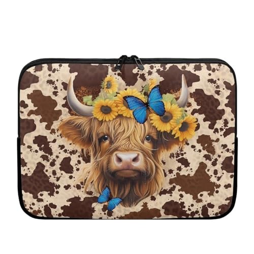 Print Computer Bag Laptop 17 Inch Highland Cattle Sunflower Butterfly ...