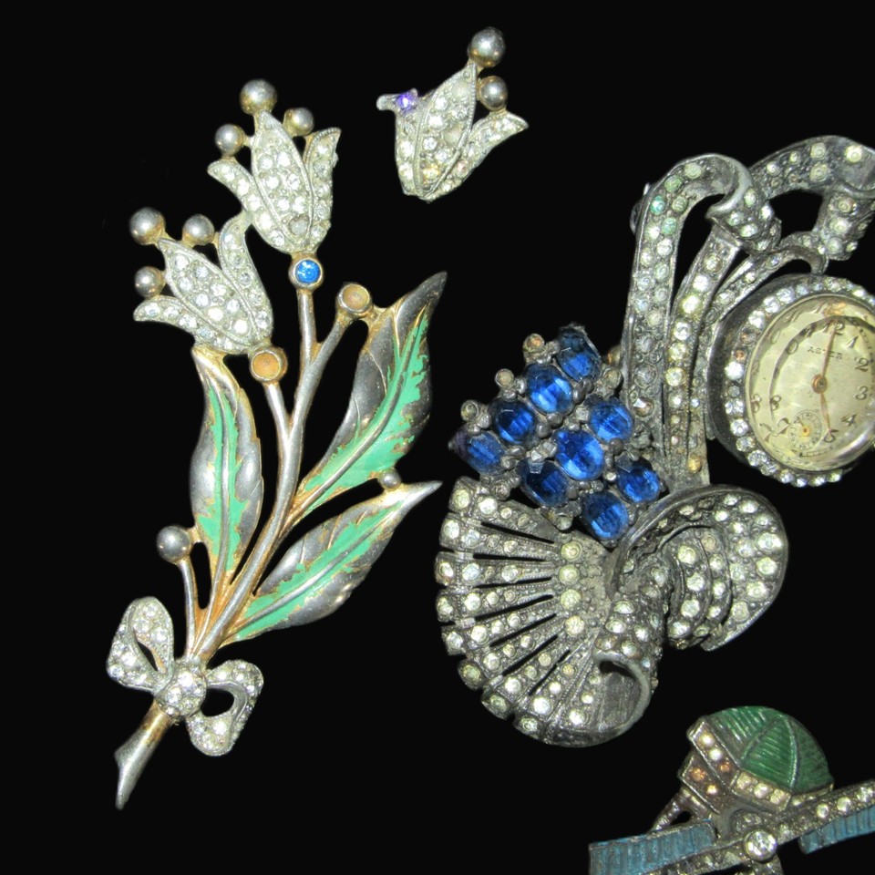 VTG 30s Coro Flower Larry Winters Windmill Aster Watch Brooch ...