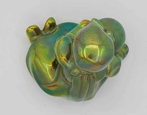 RARE Vintage ZSOLNAY Eosin Girl w Jug Figurine Green Blue Gold ...