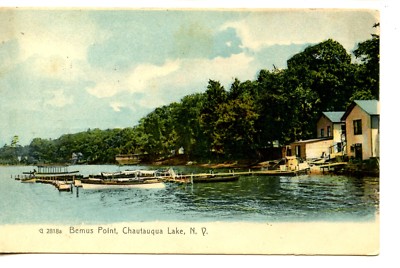 Bemus Point-Dock-Small Boats-Chautauqua Lake-New York-Vintage Postcard ...