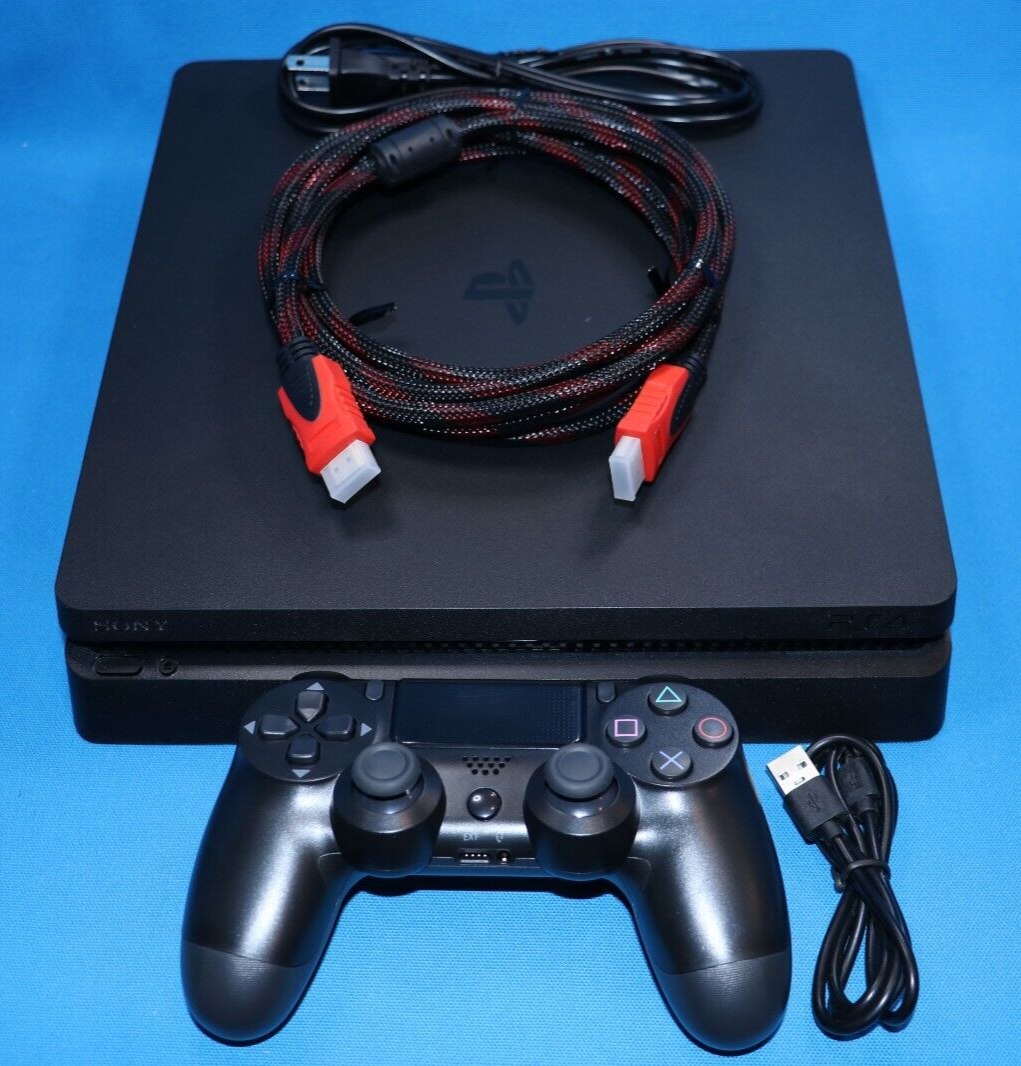 Sony PlayStation 4 SLIM Black 1 TB Video Game System Bundle PS4 New ...