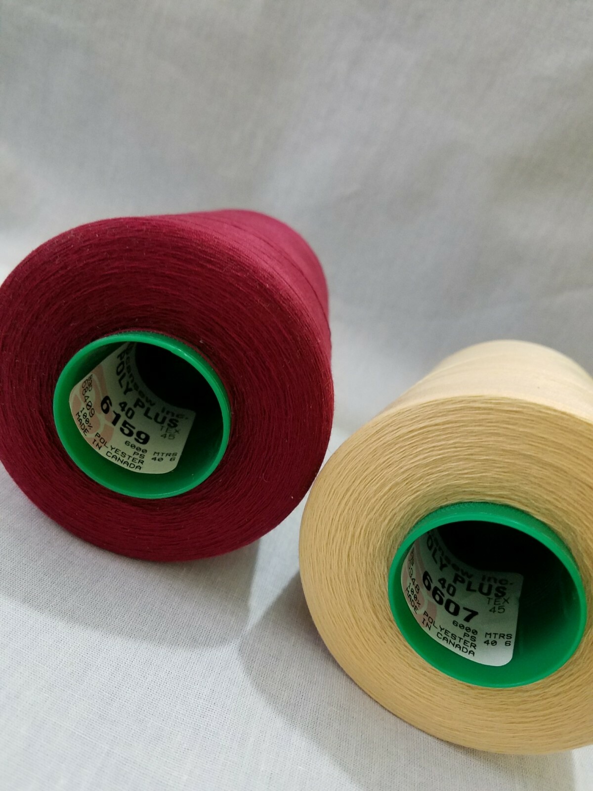 2/6000m CONES/Col.6159 & 6607 CANSEW POLY PLUS 40 Spun Polyester Thread ...