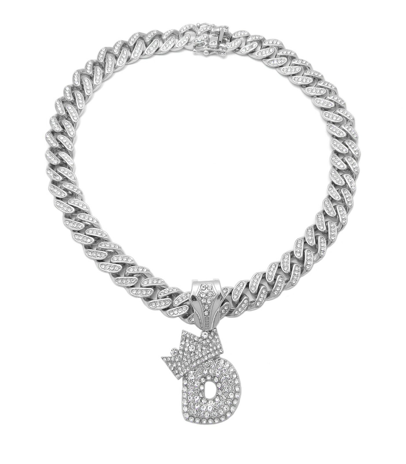 Silver PT Bubble Alphabet D Pendant 16" ~ 24" Iced Cuban Box Lock Chain ...