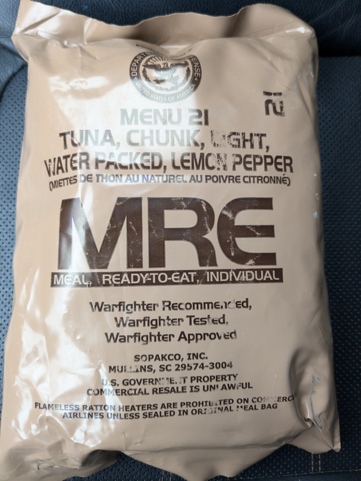 MRE-Meals Ready To Eat Tuna, Lemon Pepper Menu 21 ,Camping ,Survival | eBay
