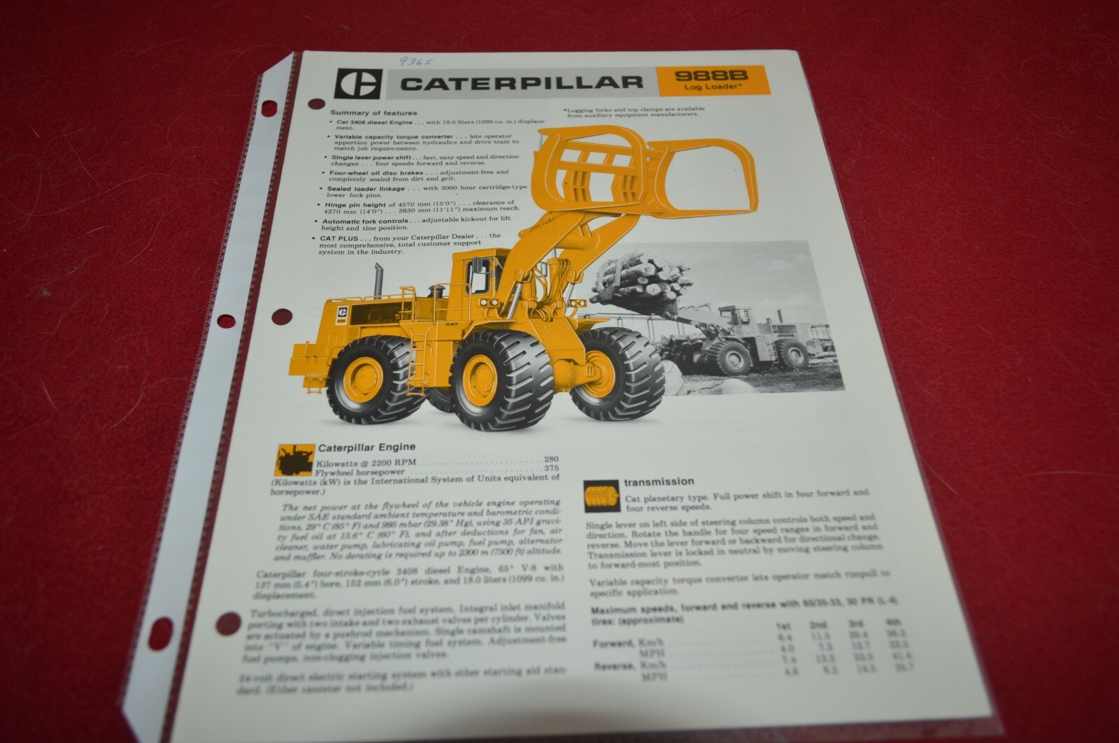 Caterpillar 988B Log Wheel Loader For 1979 Dealer's Brochure DCPA11 | eBay