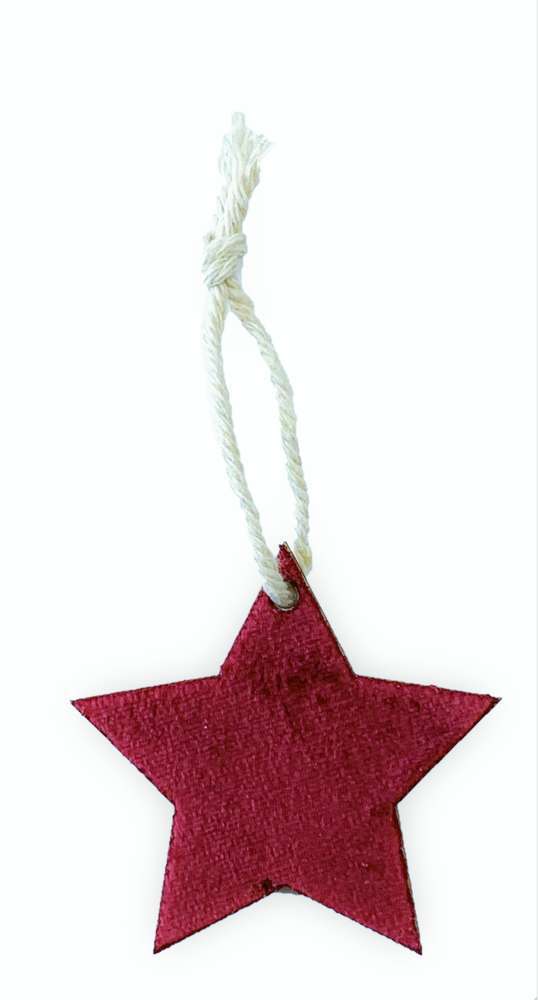 HOLZ SAMT STERN HÄNGER 5cm, mit KORDEL. SET mit 12 Sternen Anhänger ROT ...