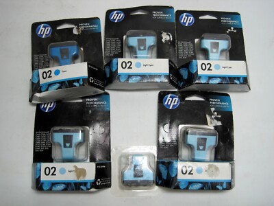 Set of 6 - HP New Genuine 02 Cyan & Light Cyan Ink Cartridge Sealed EXP ...
