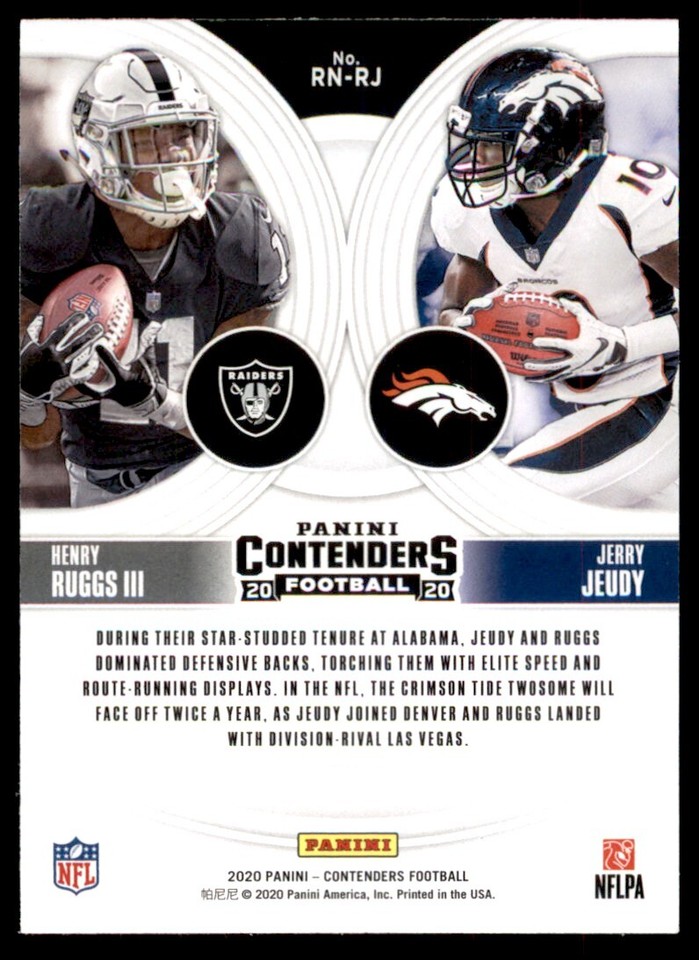 2020 PANINI CONTENDERS ROUND NUMBERS HENRY RUGGS LAS VEGAS RAIDERS ...