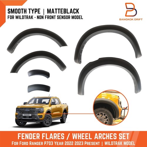 Smooth Matteblack Fender Flare Arch Ford Ranger P703 2022-23 Wildtrak ...