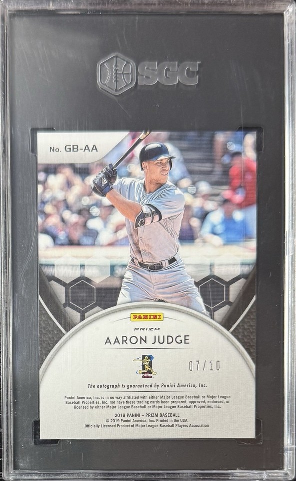 2019 Prizm Aaron Judge Gold Auto /10 Game Ball Graphs SGC 9/10 Auto NY ...