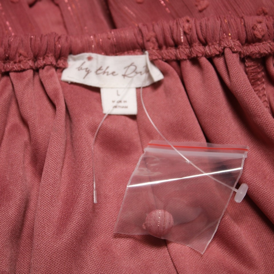 By The River Swiss Dot Off Shoulder Crop Top Rose Pink Metallic Blouse ...