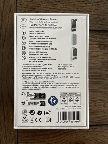 Ryoko Pro High-Speed Portable 4G LTE Wi-Fi Router With Docking Station ...