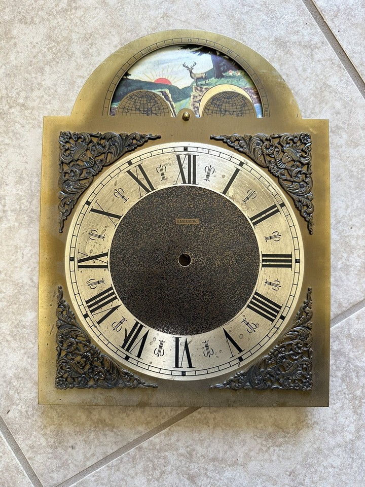 Emperor Grandfather Clock Sun & Moon Metal Dial Face Plate Vintage Look ...